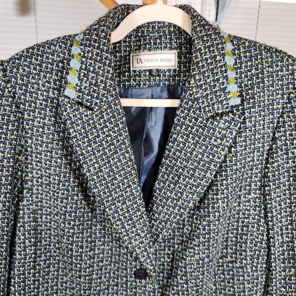 Travis Ayers | Jackets & Coats | Travis Ayers 8 10 Blue Teal Tweed ...